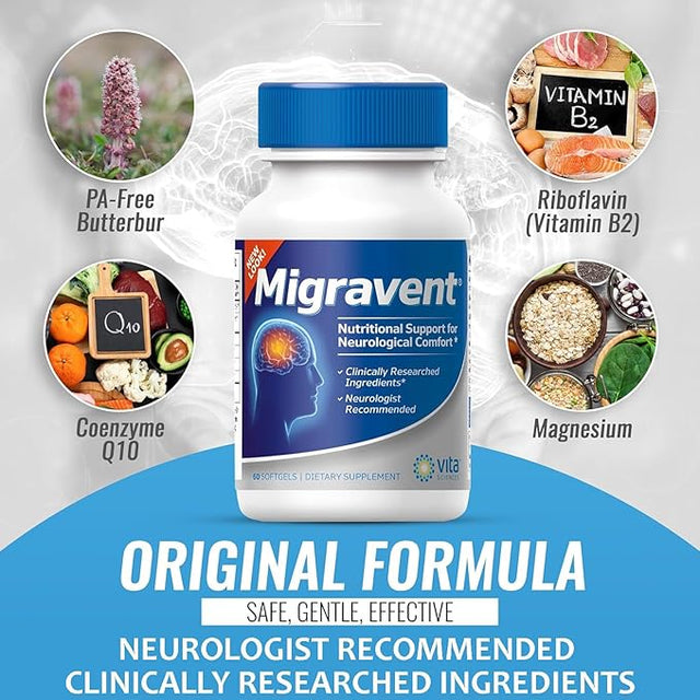Migravent Migraine Relief Supplement – B2, Magnesium & CoQ10 – Vita ...